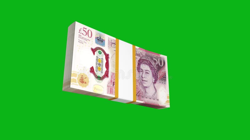 3D Animation of a Single Bundle of 50 British Pound Sterling Notes ...