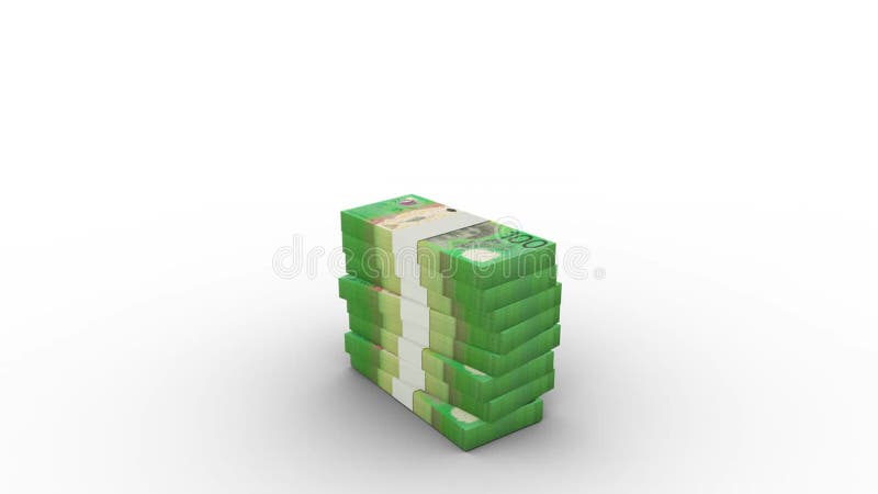 3d Animation of Stacks of 100 Australian Dollar Notes Falling on Blue ...