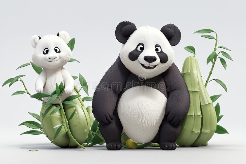3D Animation Style Bamboo Forest Panda. Ai Generative Stock ...