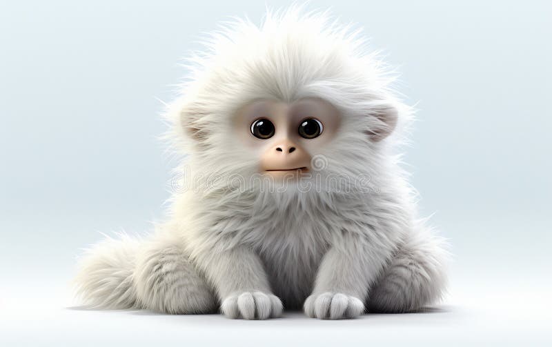 3D Animation Style Icon of a Fluffy Monkey. Generative by Ai Stock ...