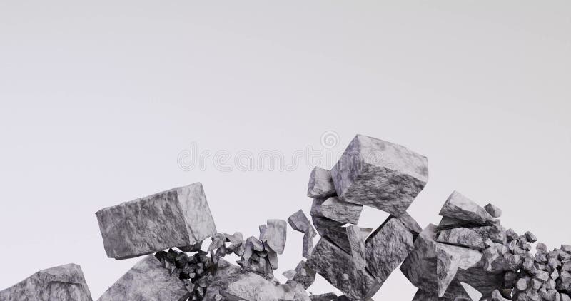 3D Animation of a Stylized Stone Wall Collapsing Stock Video - Video of ...