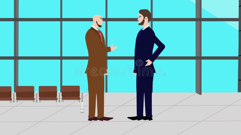 2D Animation of Two Business Man Character Talking Each Other in Modern ...