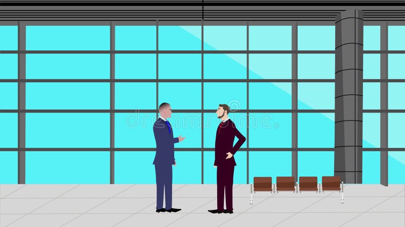 2D Animation of Two Business Man Character Talking Each Other in Modern ...
