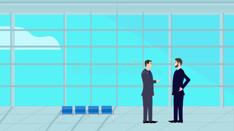 Animation of Two Business Man Character Talking Each Other on Green ...