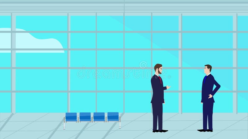Animation of Two Business Man Character Talking Each Other on Green ...