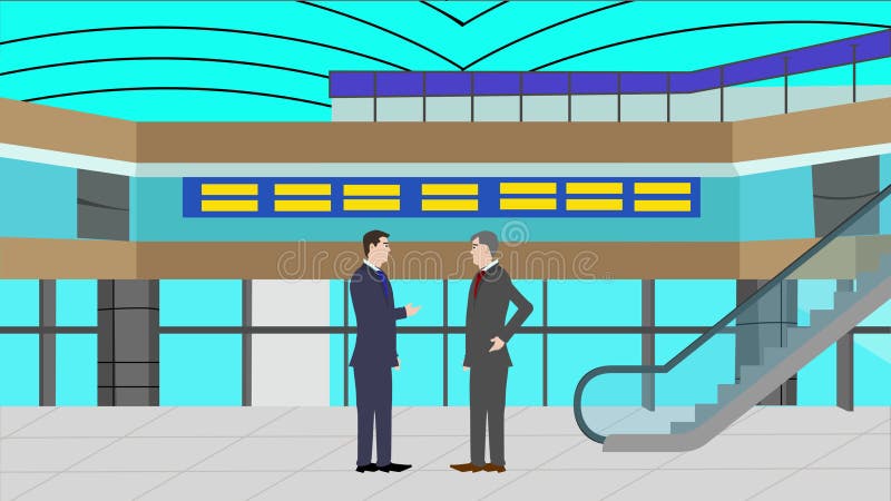 2D Animation of Two Business Man Character Talking Each Other in Modern ...