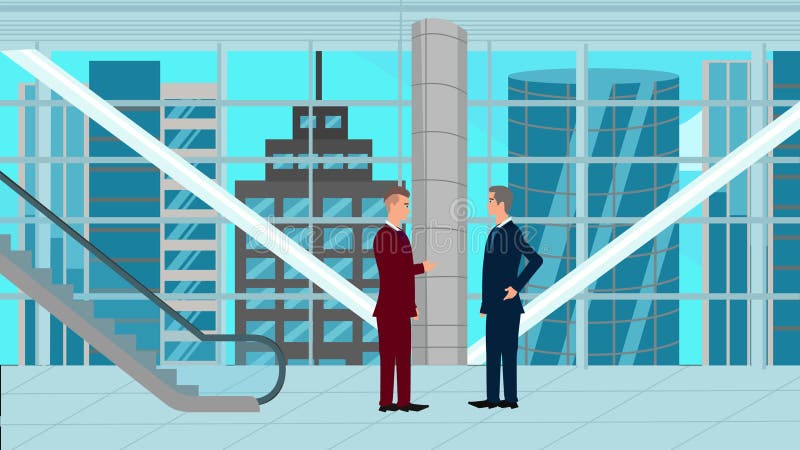 2D Animation of Two Business Man Character Talking Each Other in Modern ...