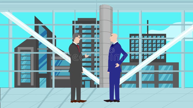 2D Animation of Two Business Man Character Talking Each Other in Modern ...