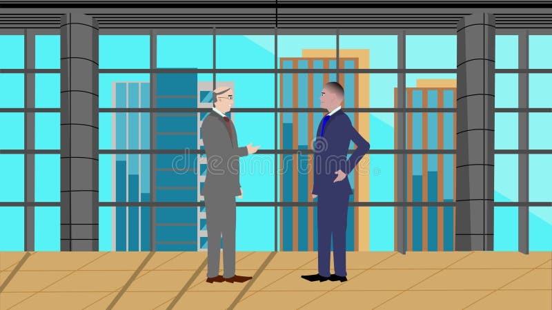 2D Animation of Two Business Man Character Talking Each Other in Modern ...
