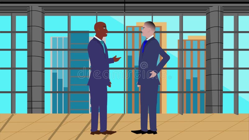2D Animation of Two Business Man Character Talking Each Other in Modern ...