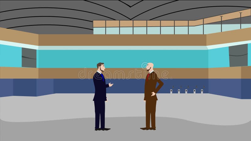 2D Animation of Two Business Man Character Talking Each Other in Modern ...