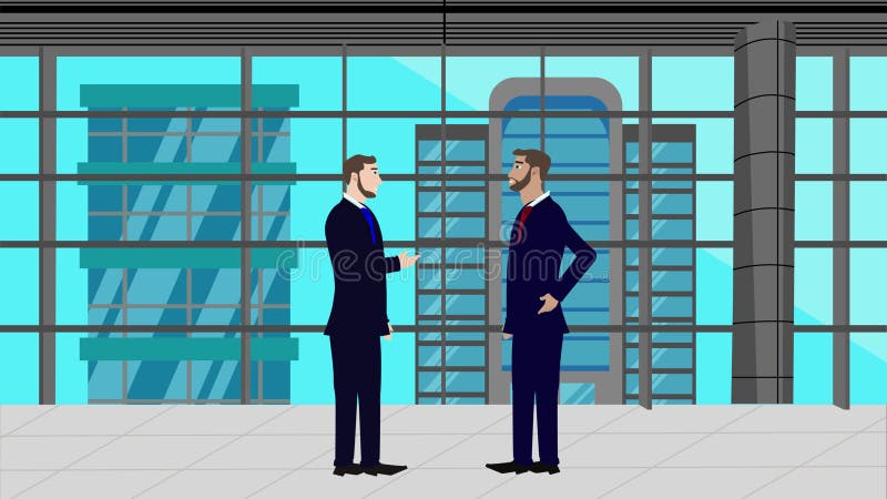 2D Animation of Two Business Man Character Talking Each Other in Modern ...