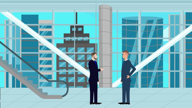 2D Animation of Two Business Man Character Talking Each Other in Modern ...