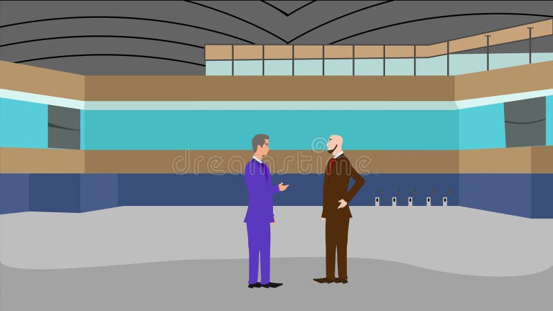 2D Animation of Two Business Man Character Talking Each Other in Modern ...