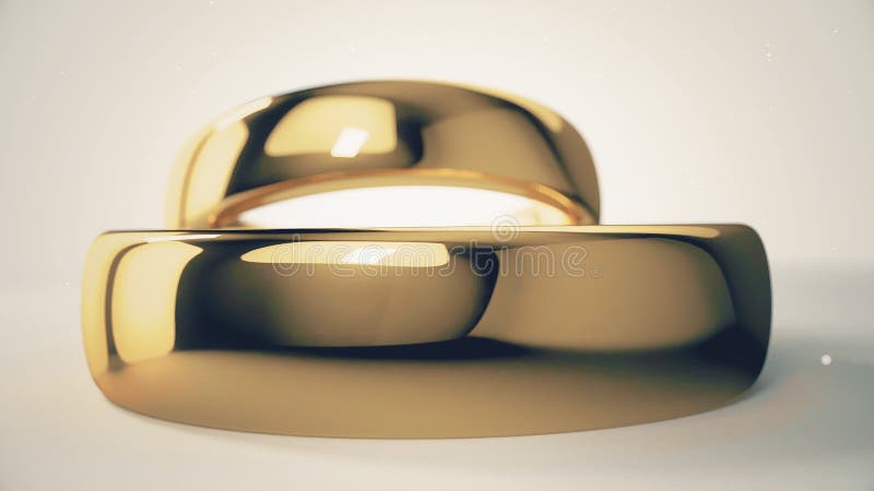 3D Animation of Two Gold Wedding Rings on a White Background. 4K ...
