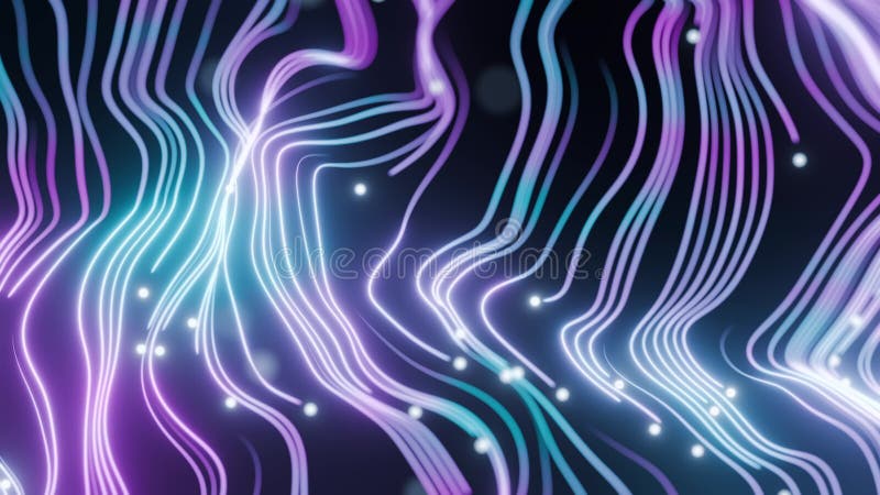 Colorful Abstract Animated Wave Lines with Glowing Light Particles ...