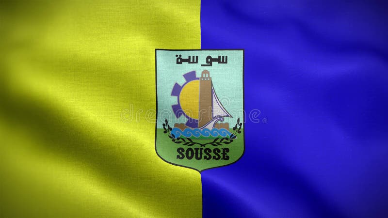 3D Animation of a Waving Flag of City Sousse Stock Footage - Video of ...