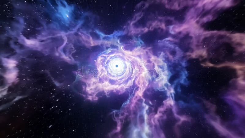 A 3D Animation of a Wormhole or Black Hole in Space. the Camera Moves through the Wormhole ...