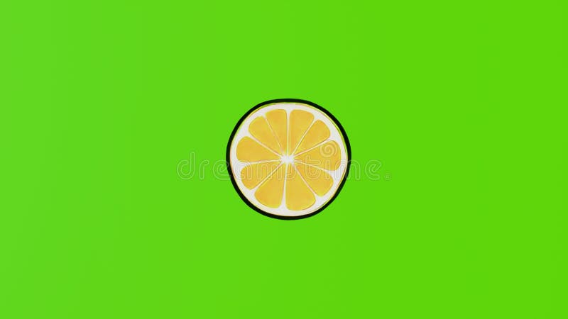2d Animation of a Yellow Lemon Slice Isolated on a Green Screen Stock ...