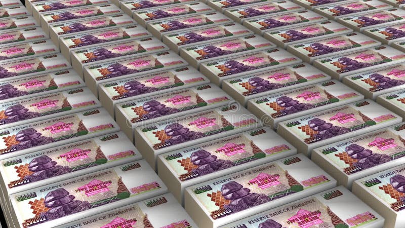 3D Animation of Zimbabwe 500 Dollars Banknotes Money Stack on White ...