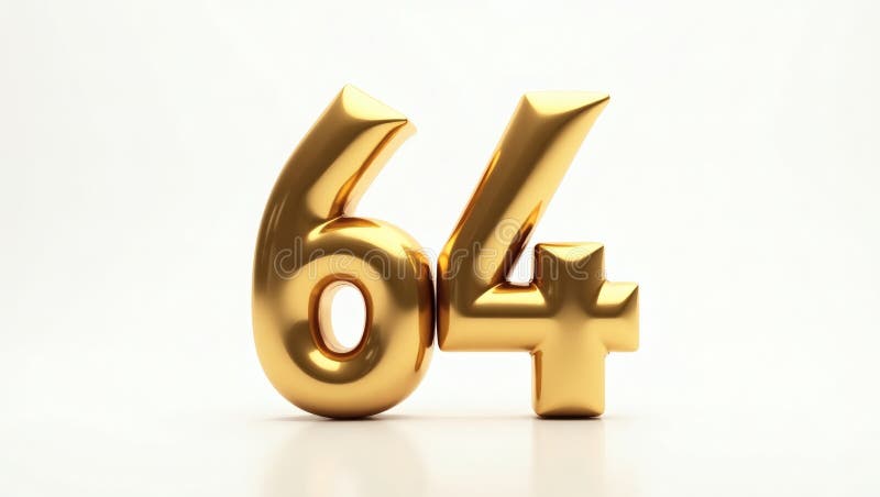 Golden 64 Number Symbol on White Background Stock Image - Image of ...