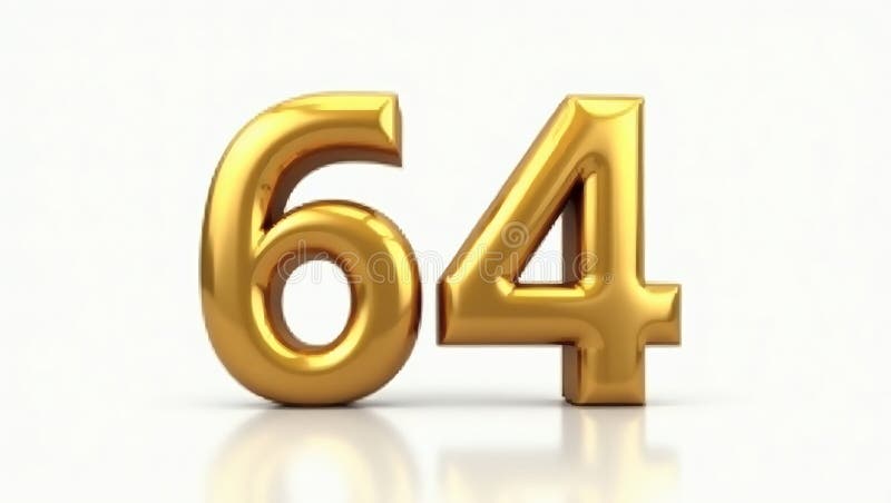 Golden 64 Number Symbol on White Background Stock Image - Image of ...
