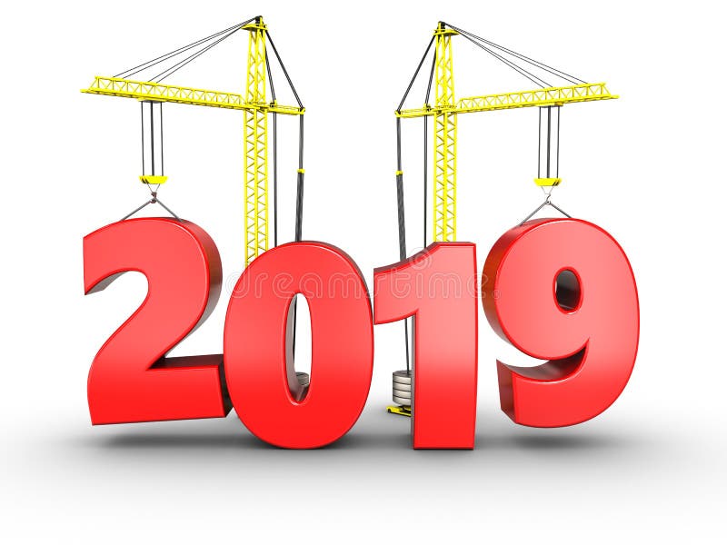 3d 2019 anos com guindaste ilustração stock. Ilustração de industrial ...