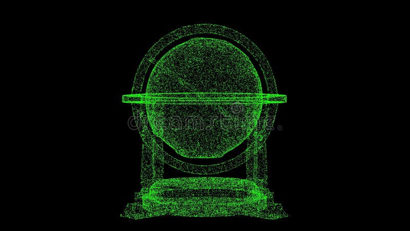 3D Antique School Globe on Black Background. Object Made of Shimmering ...