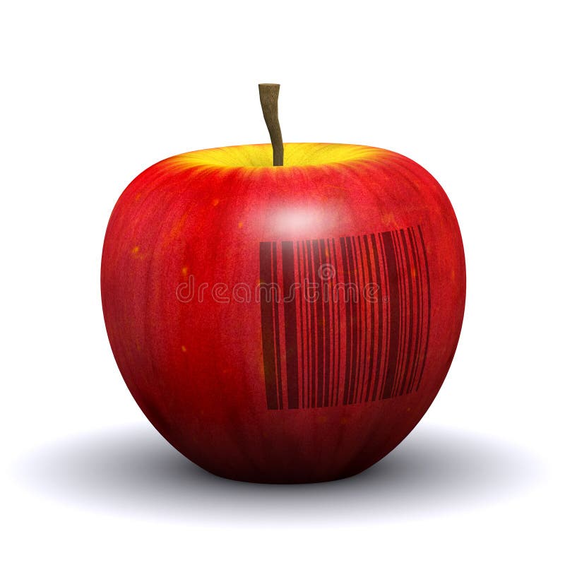 3d Apple mit Barcode stock abbildung. Illustration von nahrung - 43738684