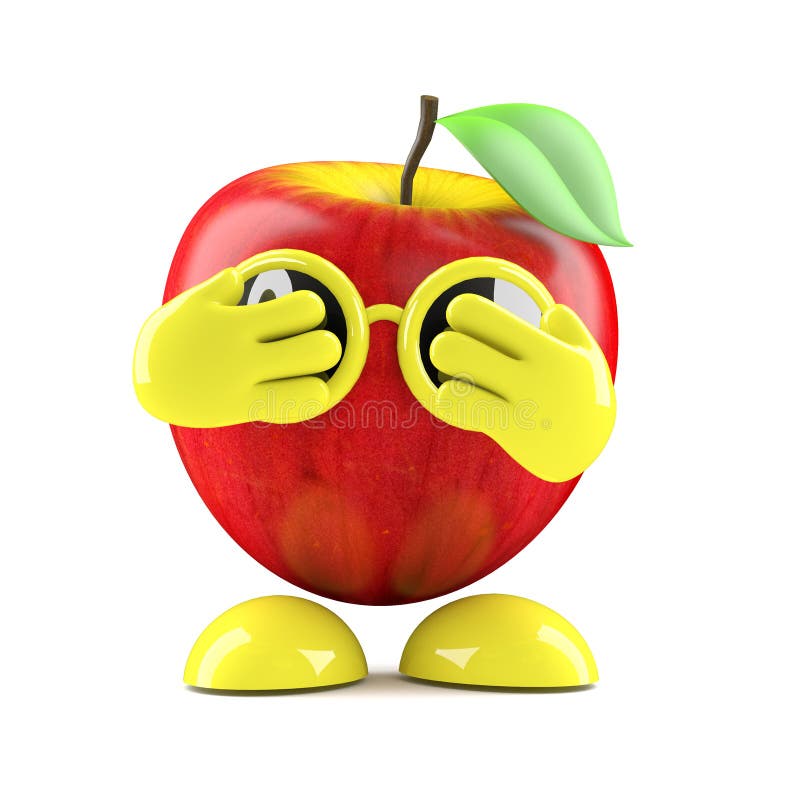 3d Apple is scared stock illustration. Illustration of crop - 46339522