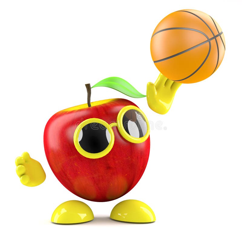 3d Apple Throws a Basketball Stock Illustration - Illustration of ...