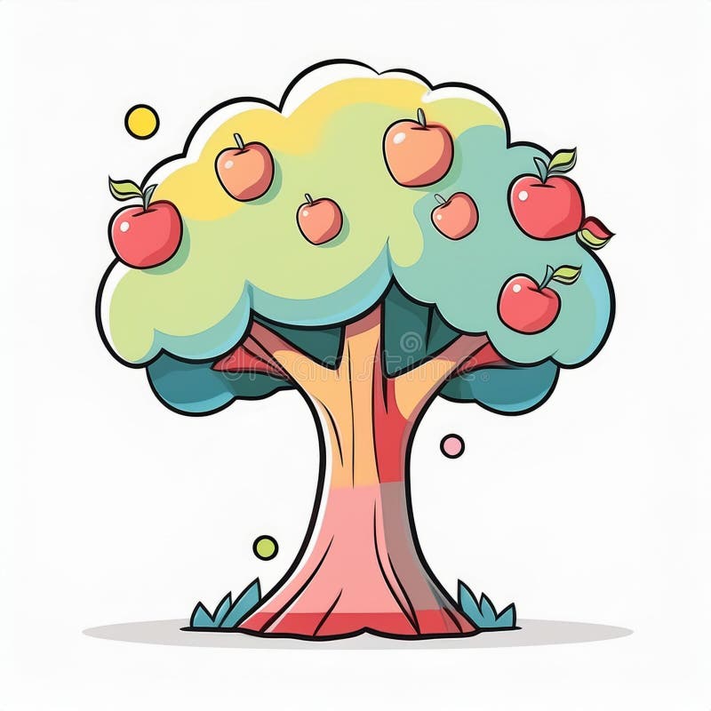A 2D Apple Tree with a White Background Stock Illustration ...
