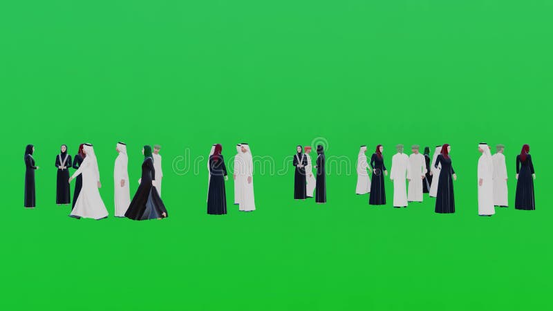 3D Arabian Crowd on Green Screen Background Chroma Key Stock Video ...
