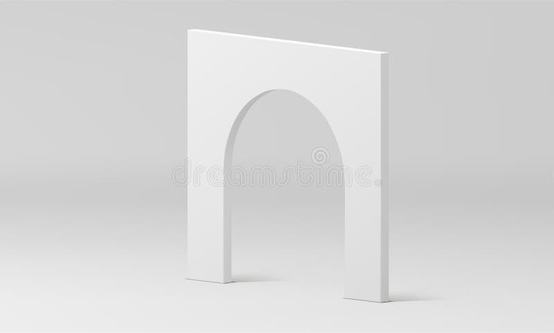 3d Arch White Stand Geometric Curved Angular Foundation Isometric ...