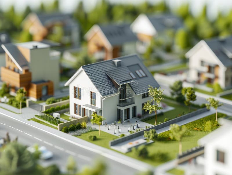 3D Architectural Render of Modern Residential Housing Development Stock ...