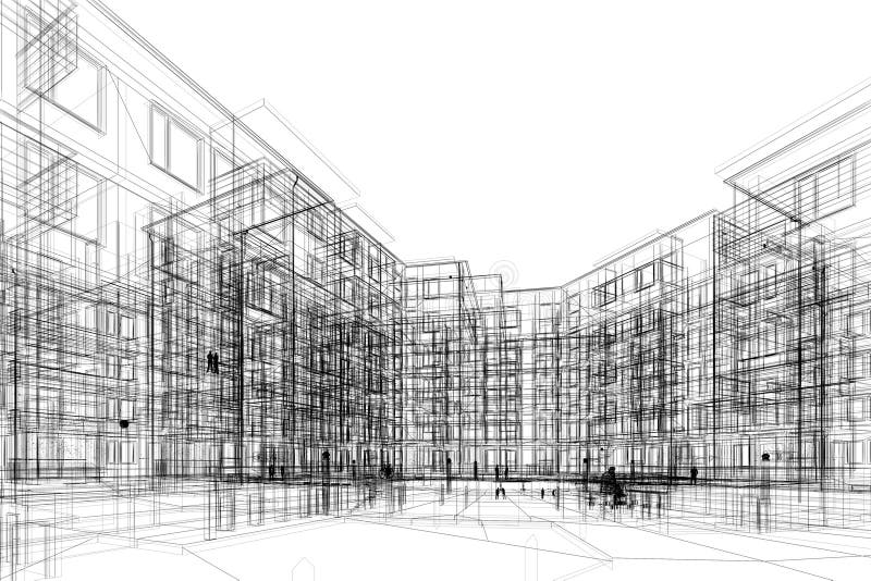 3d Architecture Abstract Stock Illustration Illustration Of District