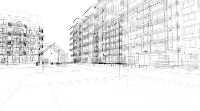 3d Architecture Abstract Stock Illustration Illustration Of District