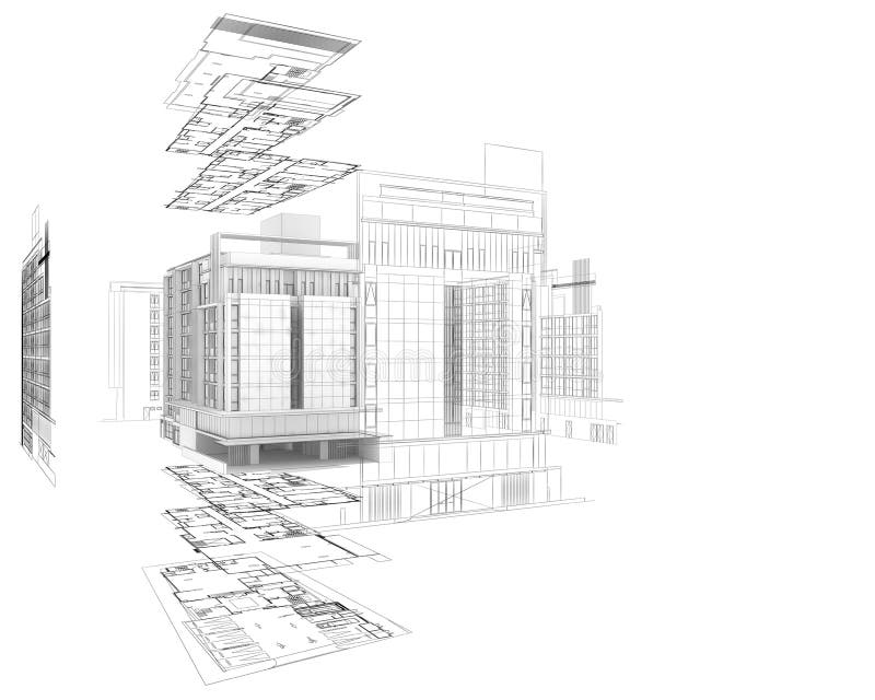 3D architecture abstract stock illustration. Illustration of abstract ...