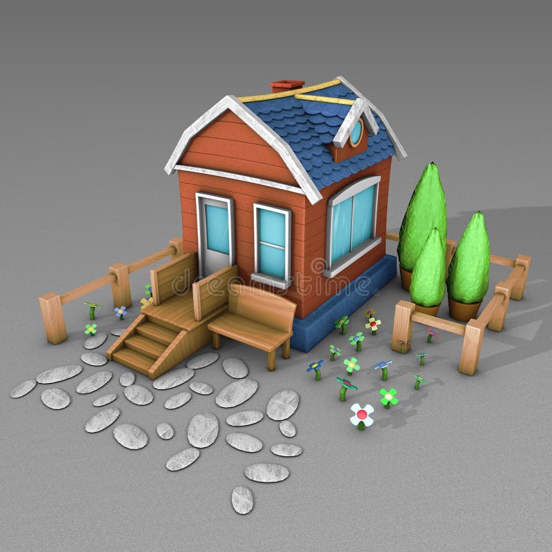 3D Architecture Model House Stock Illustration - Illustration of ...