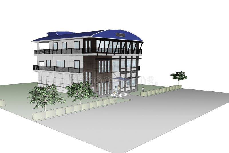 3D Architecture Office Building. Stock Illustration - Illustration of ...