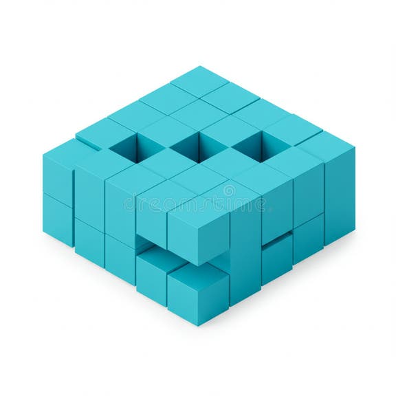 A 3D Arrangement of Turquoise Cubes Forms a Geometric Pattern ...