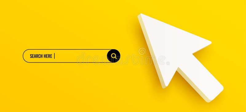 3d Arrow Cursor and Search Bar Template for Website. Navigation Search ...