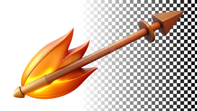 3D Arrow with Fire, Flaming Weapon, and Hot Projectile Icon for Game ...
