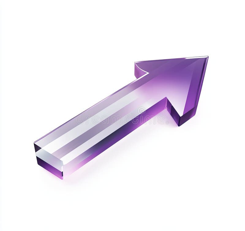 Isometric Arrow Icon in Purple and White Glass Material with ...