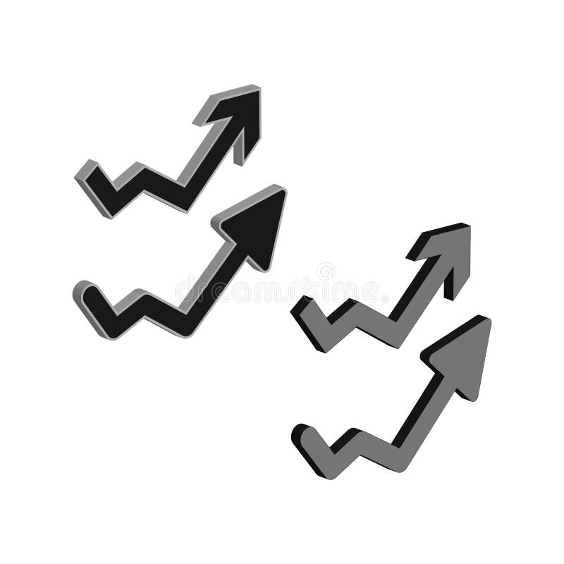 3D Arrows Pointing Upwards. Vector Growth Indicators. Directional ...