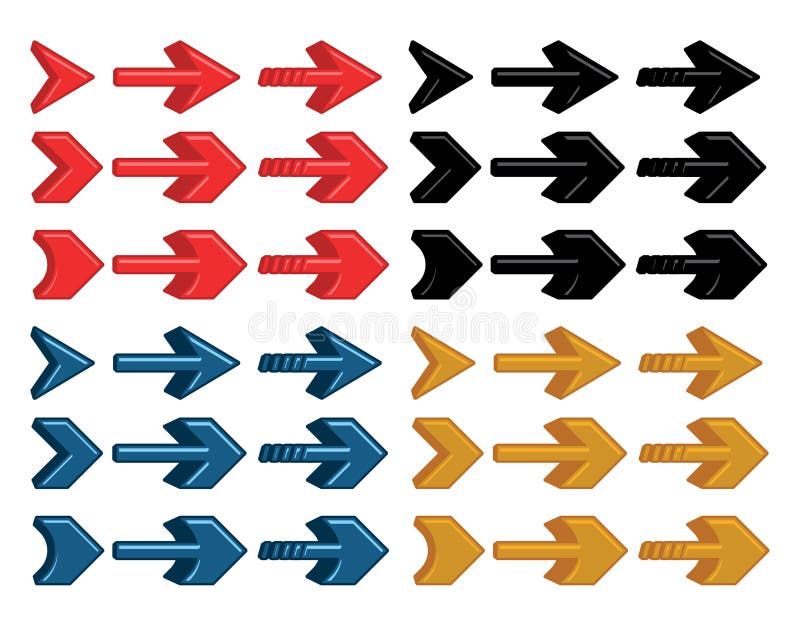 3d Arrows Vector. Digital Arrows Illustration. Extrude Objects Stock ...