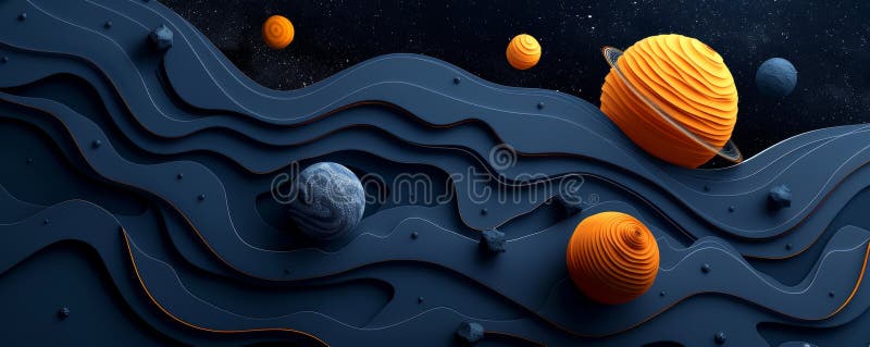3D Art Depicting Abstract Planets and Solar System with Vibrant Colors ...