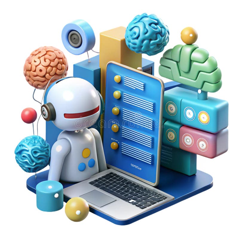 Robots, Neural Network Concept Stock Illustration - Illustration of ...