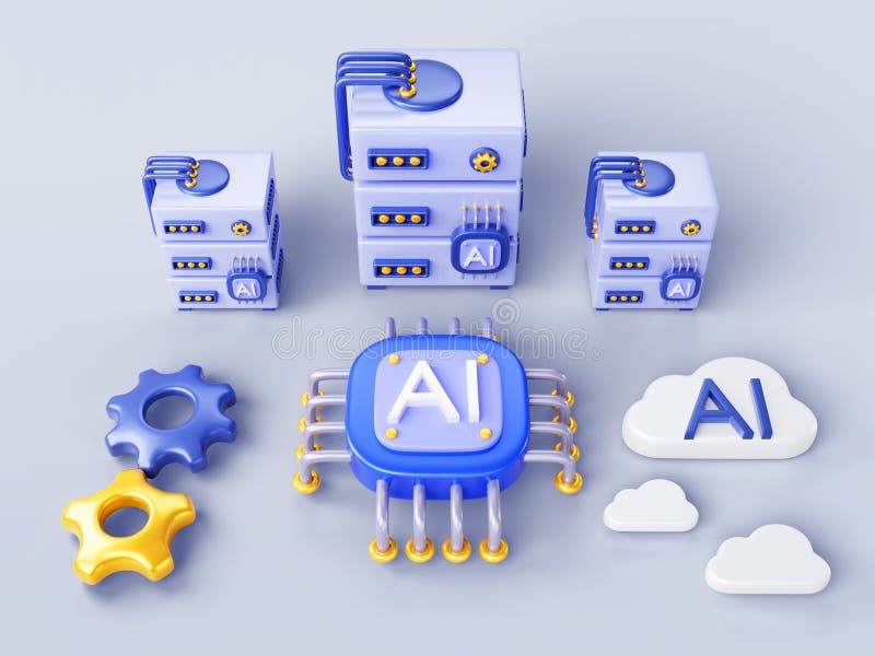 3d Artificial Intelligence Technology Banner. AI Computer Server, Cloud ... 3d Artificial Intelligence Technology Banner. AI Computer Server, Cloud ...