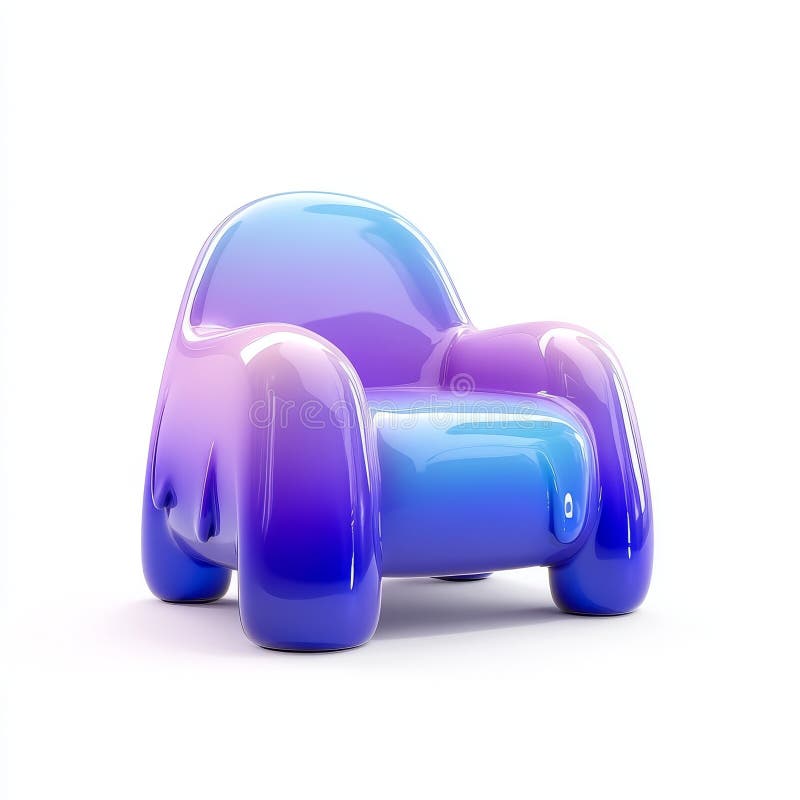 3D Artistic Render of a Surreal Melted Chair Dripping Blue and Purple ...